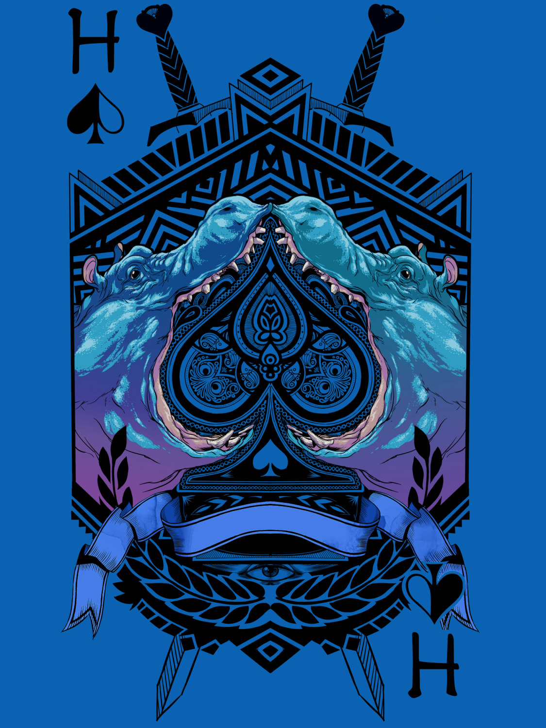 Hippo, Spade, Playing Cards, Royal, Hungry Hungry Hippos 18 X 24 Matte ...